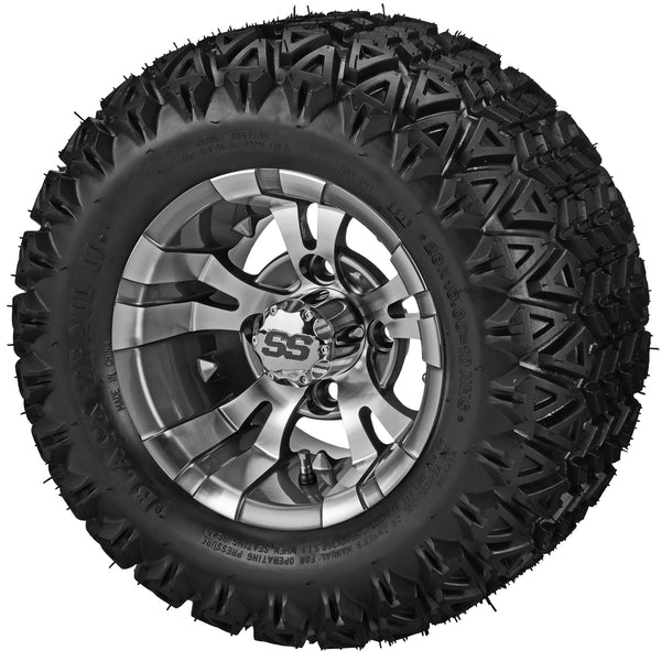 LSI 10" Warlock Gun Metal Gray & Machined Golf Cart Wheel and Lifted T ...