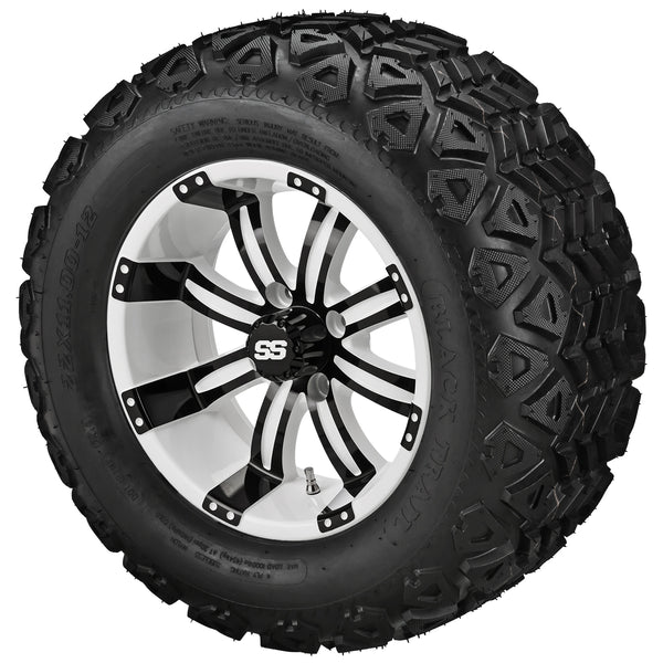 LSI 12" Casino White & Black Golf Cart Wheel and Lifted Tire Combo - RM ...