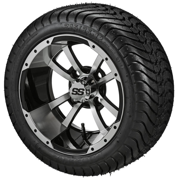 LSI 12" Maltese Cross Black & Machined Wheel and Low Profile Tire Comb ...