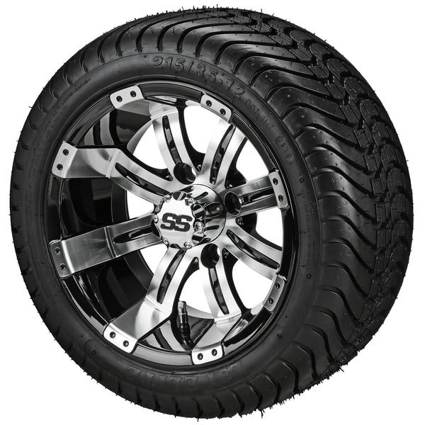 LSI 12" Casino Black & Machined Wheel and Low Profile Tire Combo - RM Cart