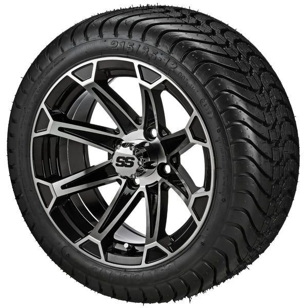 LSI 12" Viking Black & Machined Wheel and Low Profile Tire Combo - RM Cart