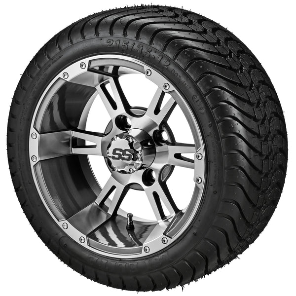 LSI 12" Raptor Gun Metal Gray & Machined Wheel and Low Profile Tire Co ...