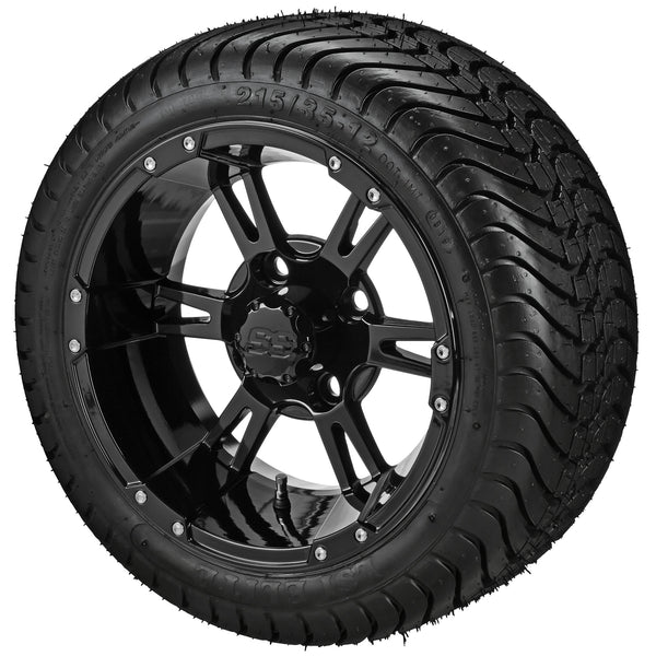 LSI 12" Raptor Gloss Black Wheel and Low Profile Tire Combo - RM Cart