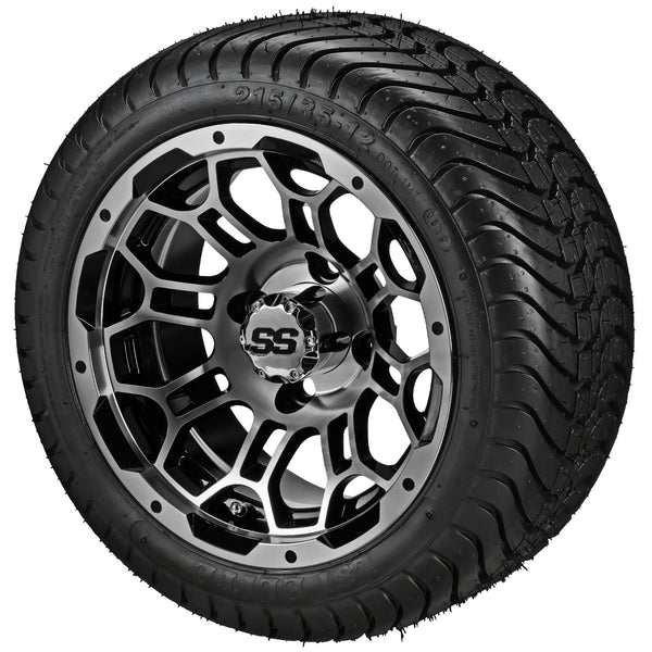 LSI 12" Hercules Black & Machined Wheel and Low Profile Tire Combo - RM ...