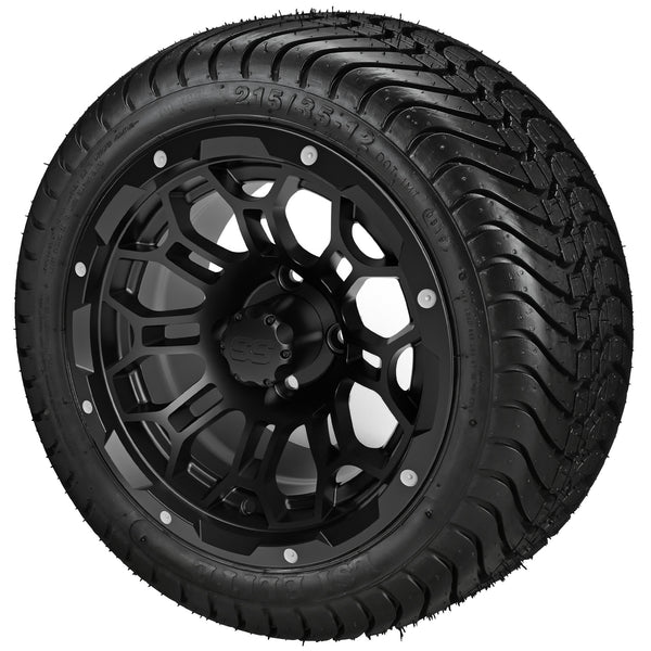 LSI 12" Hercules Gloss Black Wheel and Low Profile Tire Combo - RM Cart