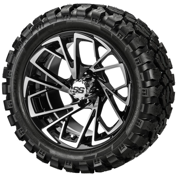 LSI 14" Stinger Black & Machined Wheel and Lifted Tire Combo - RM Cart