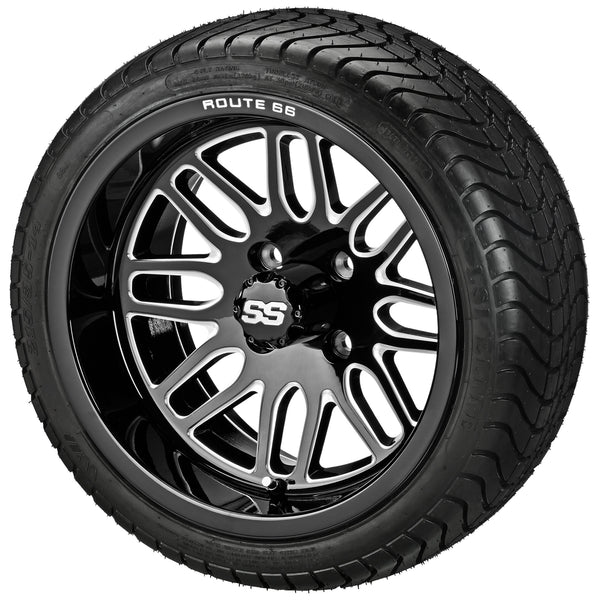 LSI 14" Sinister Black & Machined Wheel and Low Profile Tire Combo - RM ...