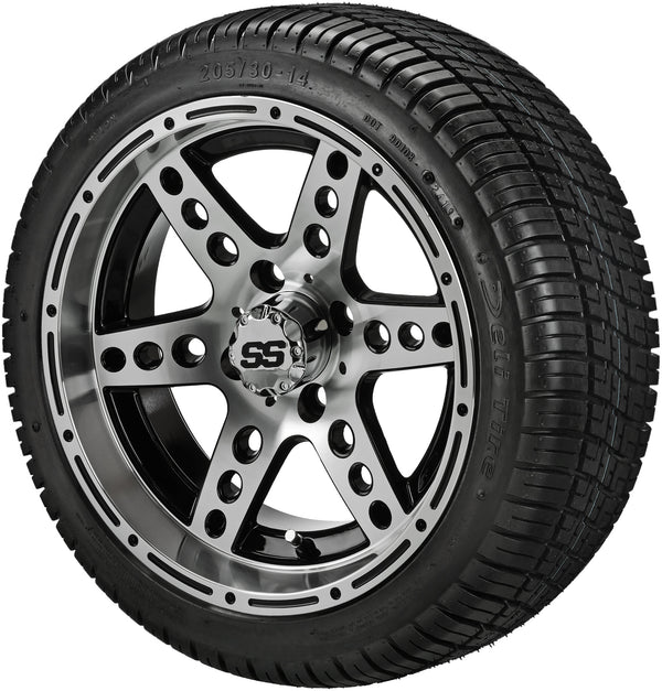 LSI 14" Chaos Black & Machined Wheel and Low Profile Tire Combo - RM Cart