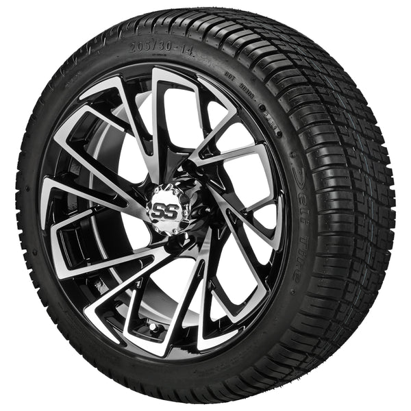 LSI 14" Stinger Black & Machined Wheel and Low Profile Tire Combo - RM Cart