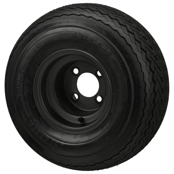 LSI 8" Flat Black Steel Wheel and Tire Combo (Centered) - RM Cart